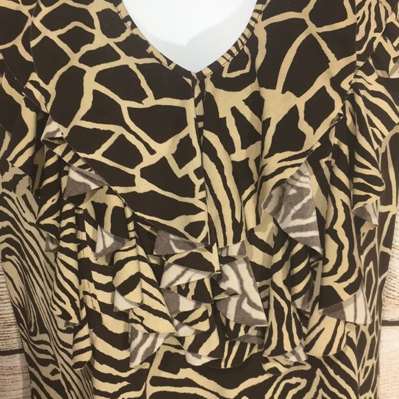 Cato | Tops | Cato Medium Giraffe Safari Print Ruffled Medium | Poshmark